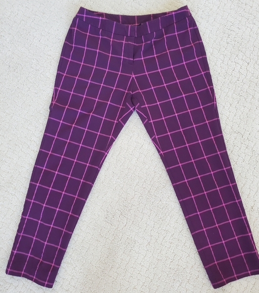 Worthington | Pants & Jumpsuits | Purple Checked Pixie Style Pants ...
